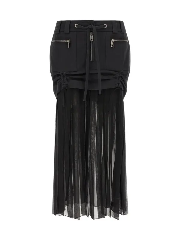 Dolce & Gabbana Twill And Chiffon Skirt - Black