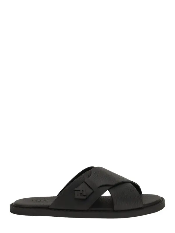 Fendi Slide Sandals By - Black