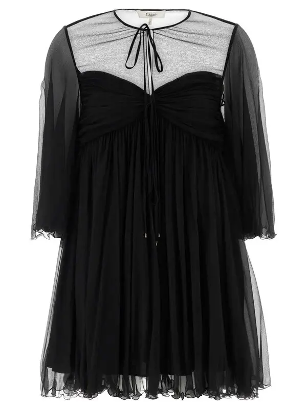 Chloé Georgette Mini Dress - Black