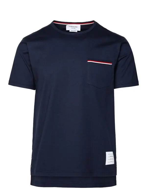 Thom Browne Navy Cotton T-shirt - Blue
