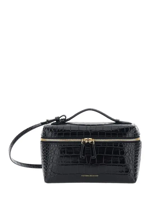 Victoria Beckham Black Crossbody Bag With Logo Lettering On The Front And Adjustable And Removable Strap In Leather For - Multicolor