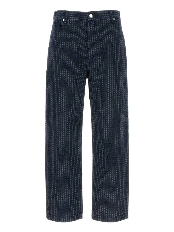 Fendi Embroidered Stretch Denim Jeans - Blue