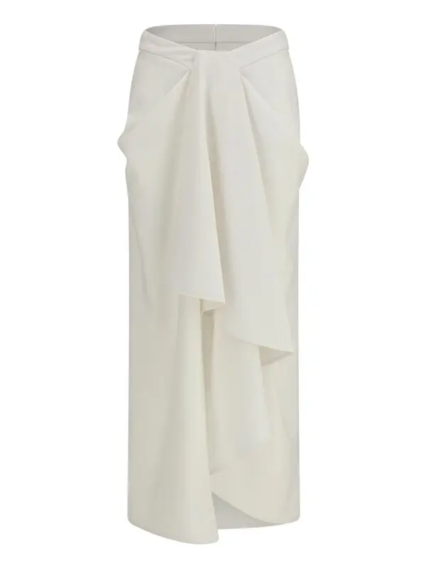 Givenchy Long Draped Wool And Mohair Skirt - White