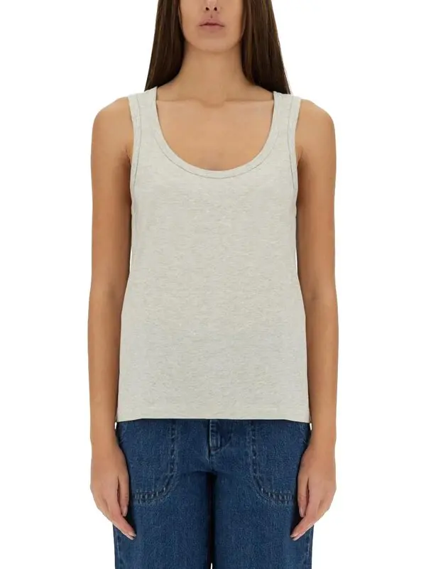 A.p.c. Cotton Tank Top With Logo - Gray