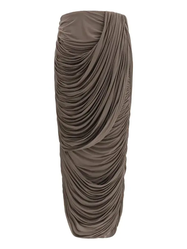 Magda Butrym Draped Silk Midi Skirt - Brown