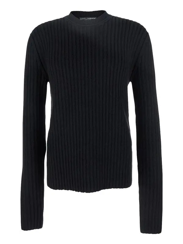 Dolce & Gabbana Wool Ribbed Knit Crewneck Sweater - Multicolor