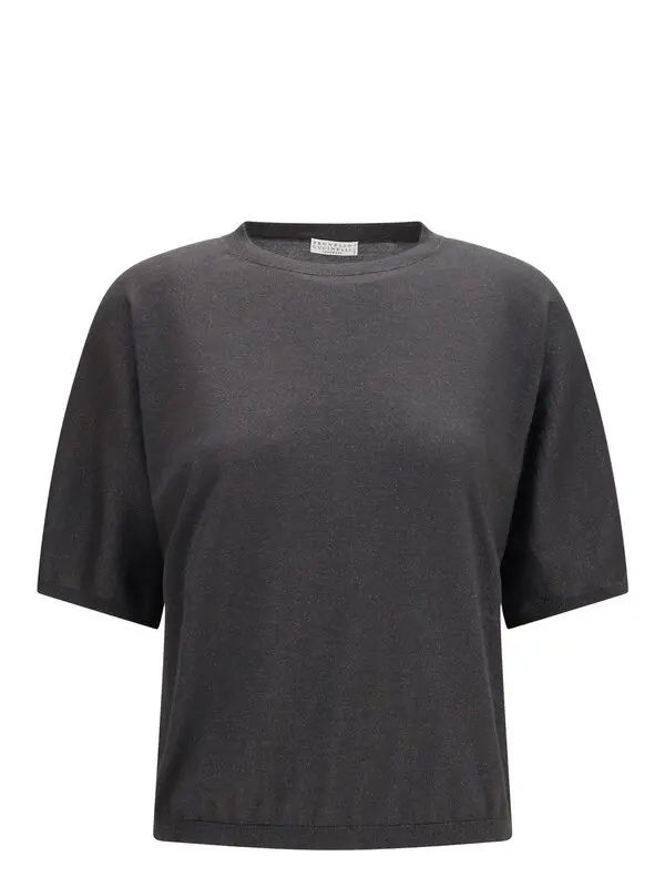 Brunello Cucinelli Short-sleeve Cashmere And Silk Sweater - Gray