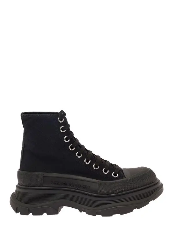 Alexander McQueen Tread Slick' High Top Sneakers With Oversized Platform In Cotton - Black