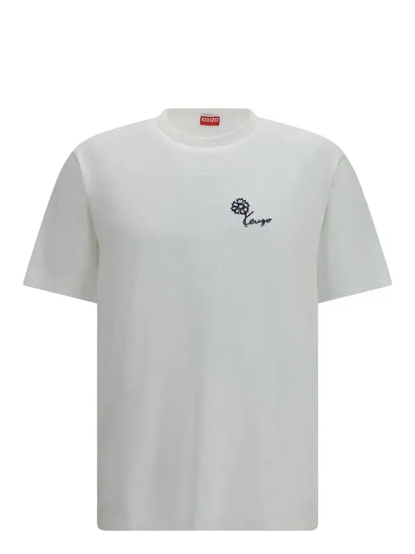 Kenzo Tulip Embroidered Cotton T-shirt - White
