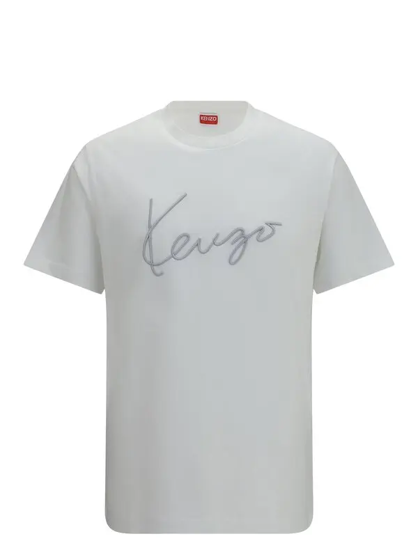 Kenzo Embroidered Signature Cotton T-shirt - White