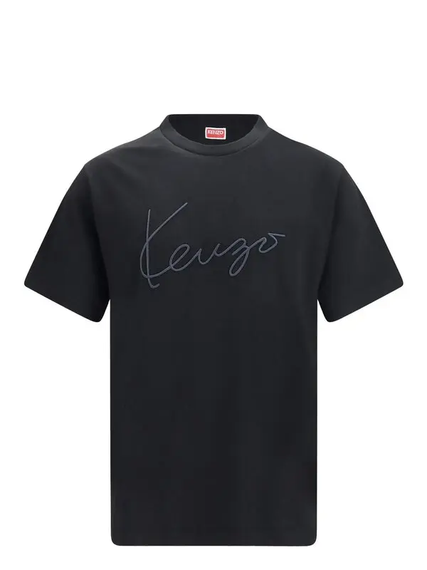 Kenzo Embroidered Signature Cotton T-shirt - Black