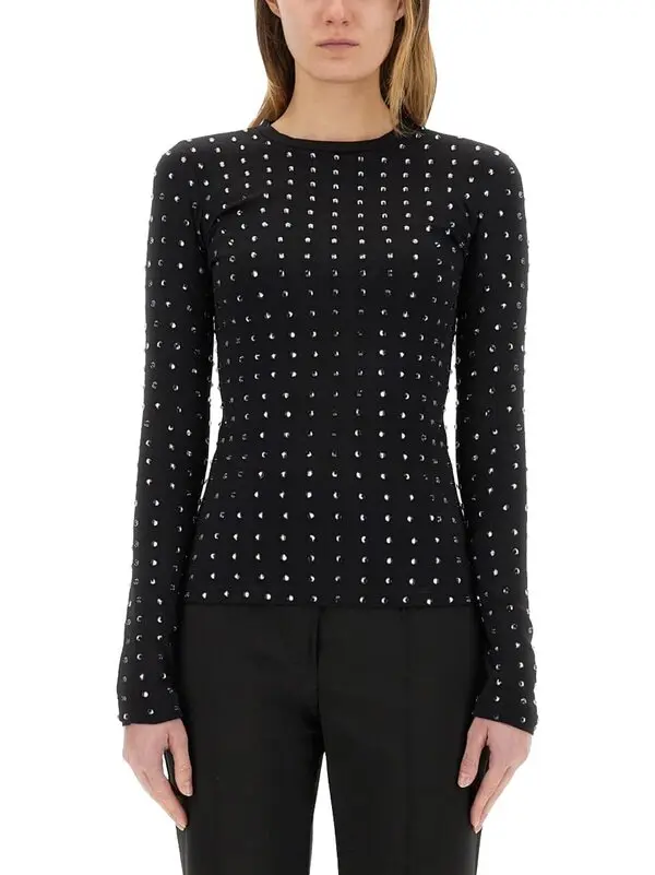 Sportmax Crystal-embellished Round Neck Top - Black