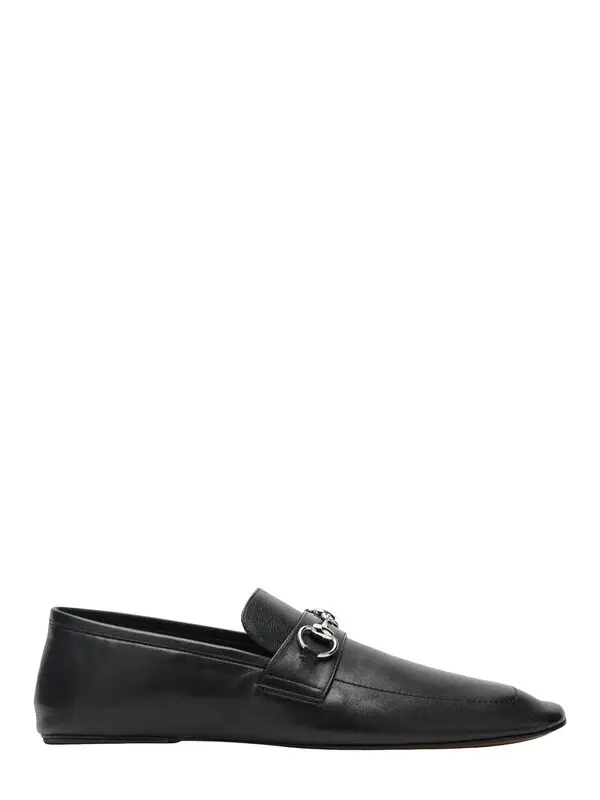 Gucci Leather Horsebit Loafers With Silver Hardware - Black