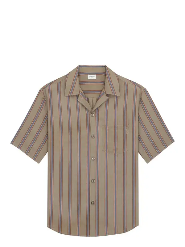 Saint Laurent Boxy Short-sleeve Button-up Cupro Shirt - Brown