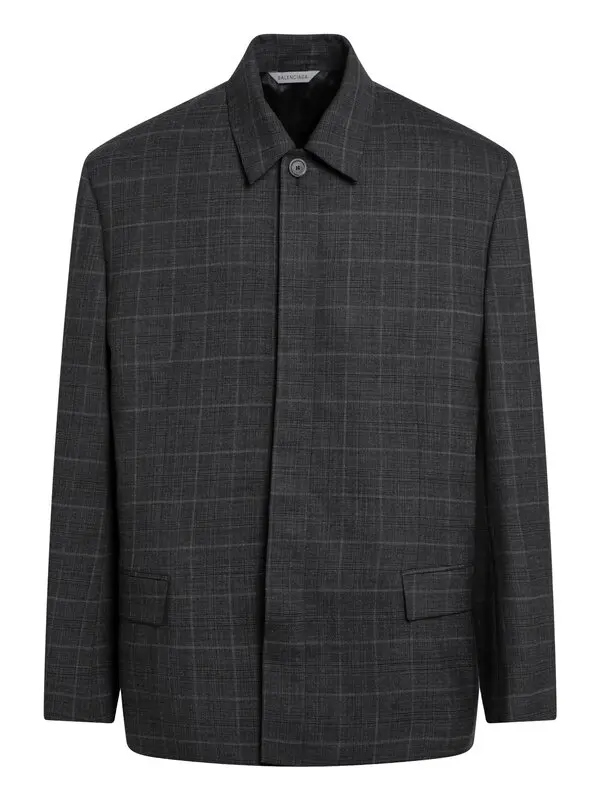Balenciaga Check Wool Jacket - Gray