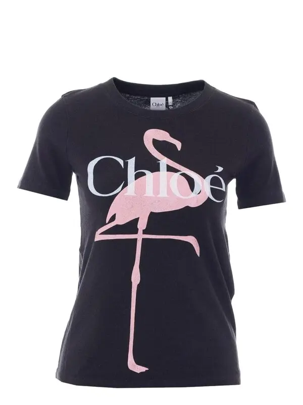 Chloé Adapted Cut T-shirt With Logo - Black