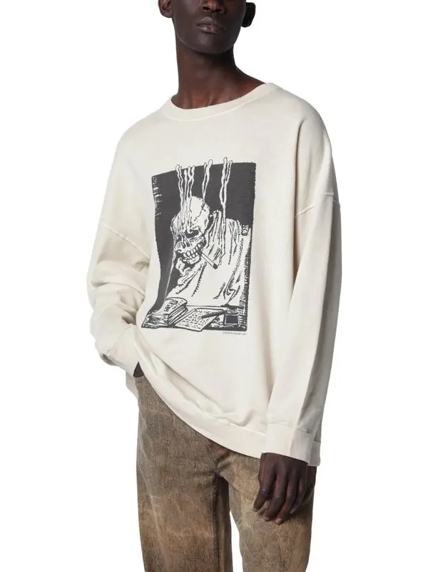 Our Legacy Slack Sweatshirt With Angry Fan Mail Print - Black