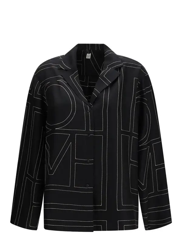 TOTEME Silk Shirt With All-over Monogram - Black