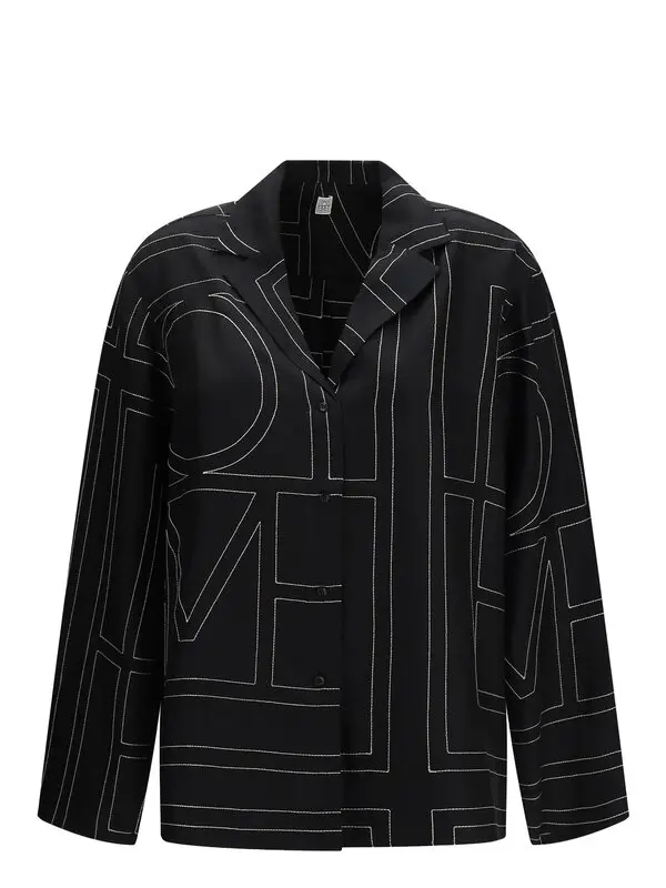 TOTEME Monogram Silk Shirt - Black