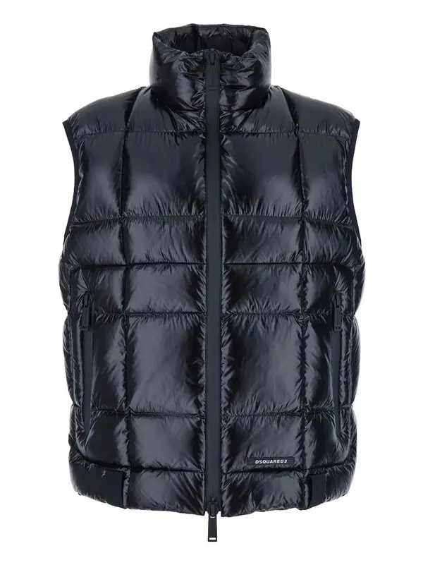 Dsquared2 Tech Fabric Quilted High Neck Sleeveless Jacket - Multicolor