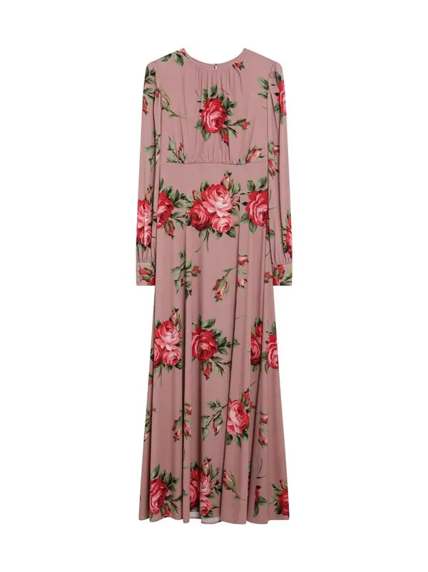 Dolce & Gabbana Crãªpe Dress With Bouquet Print - Pink