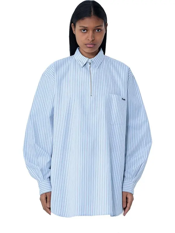 Prada Half-zip Pinstripe Shirt - Blue