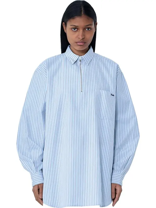 Prada Half-zip Pinstripe Shirt - Blue
