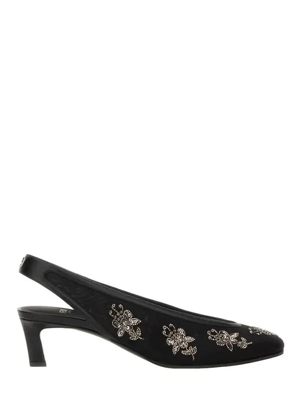 Fendi Slingback With Embroidery - Black