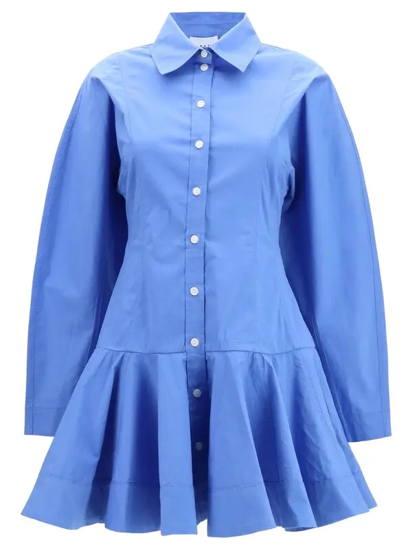GANNI Cotton Shirt Dress - Blue
