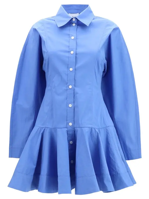 GANNI Cotton Shirt Dress - Blue