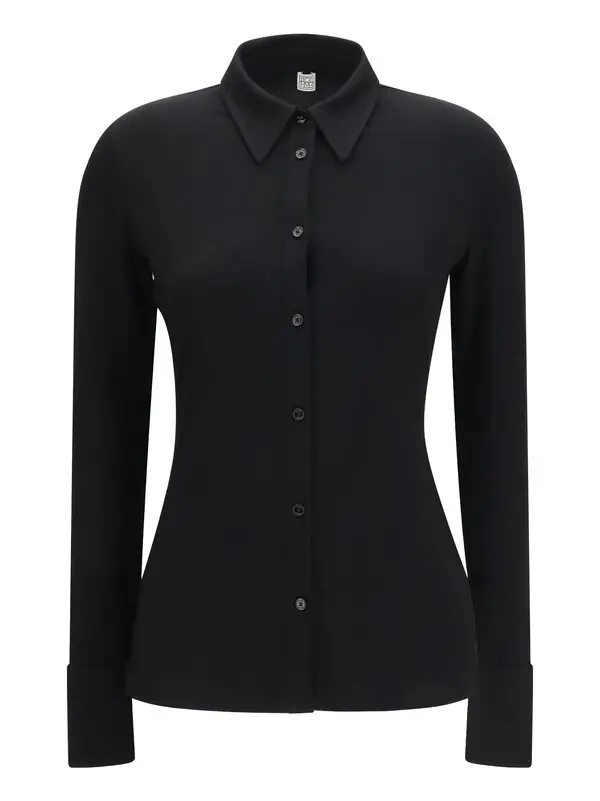 TOTEME Viscose Shirt With High Cuffs - Black