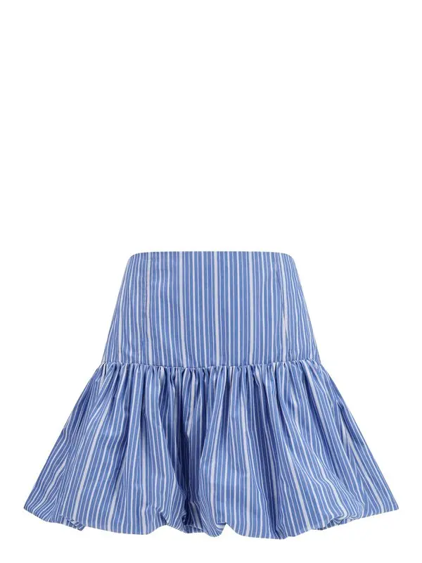 GANNI Striped Mini Balloon Skirt - Blue