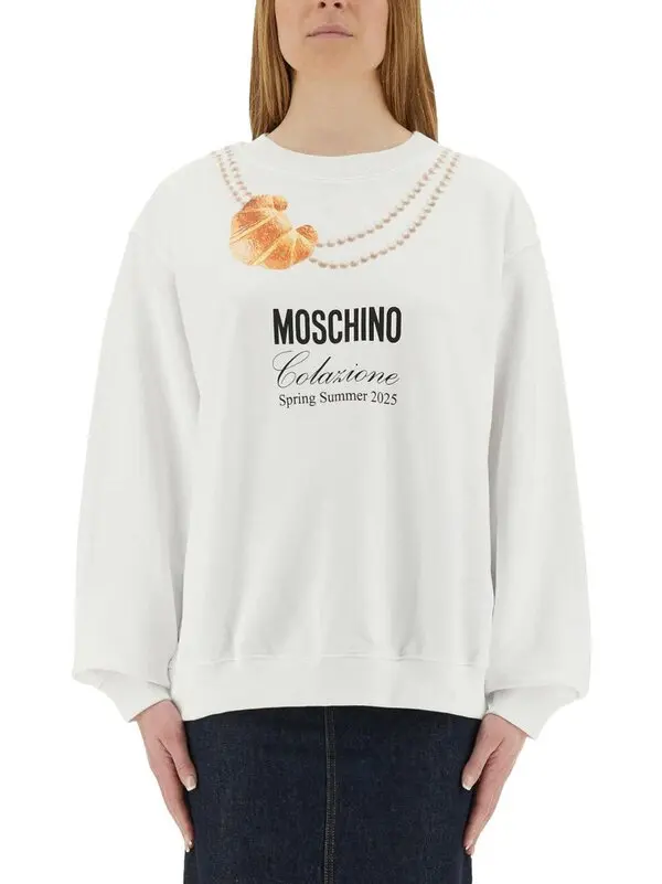 Moschino Breakfast Graphic Cotton Sweatshirt - White