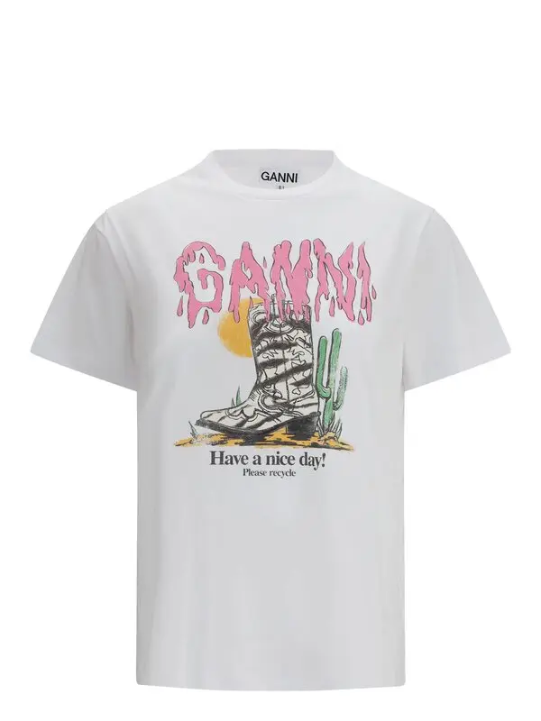 GANNI Western Graphic T-shirt - White