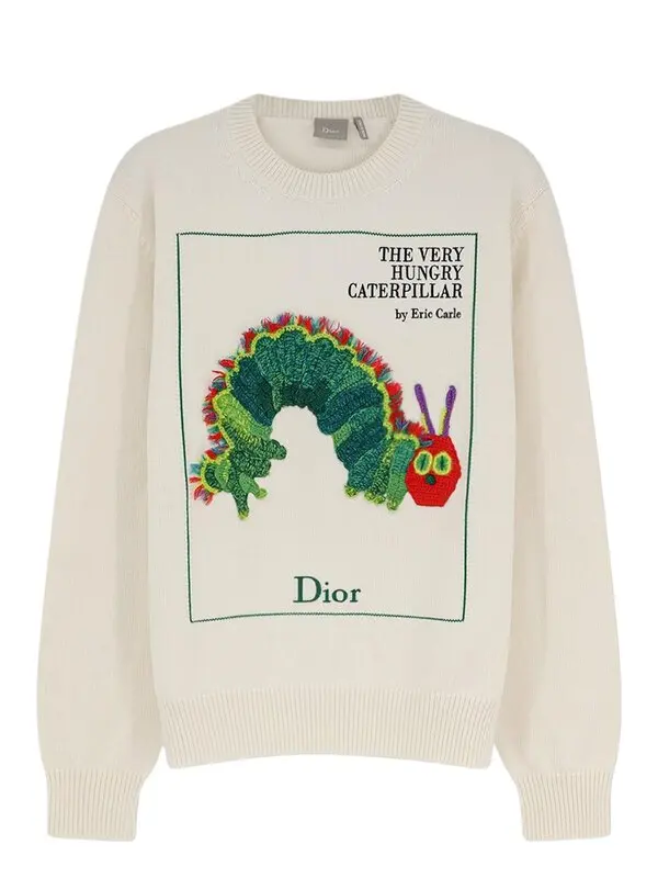 Dior Cotton And Wool Sweater With Book Cover Embroidery - Multicolor