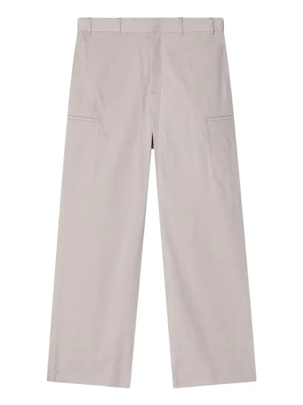 Fendi Stone Grey Cotton Blend Trousers - Gray