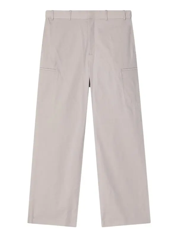 Fendi Stone Grey Cotton Blend Trousers - Gray