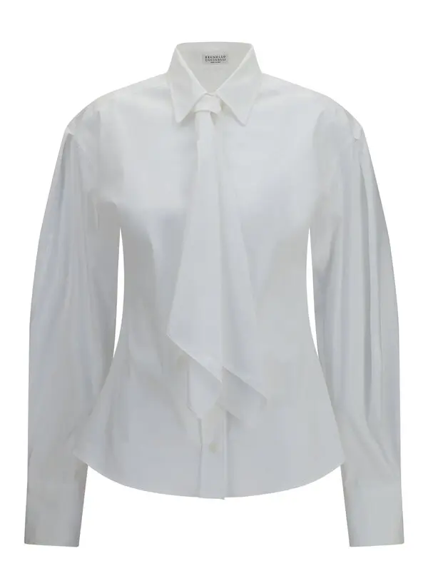 Brunello Cucinelli Cotton Blend Shirt With Tie - White