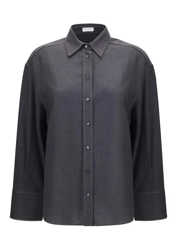 Brunello Cucinelli Virgin Wool Shirt - Gray