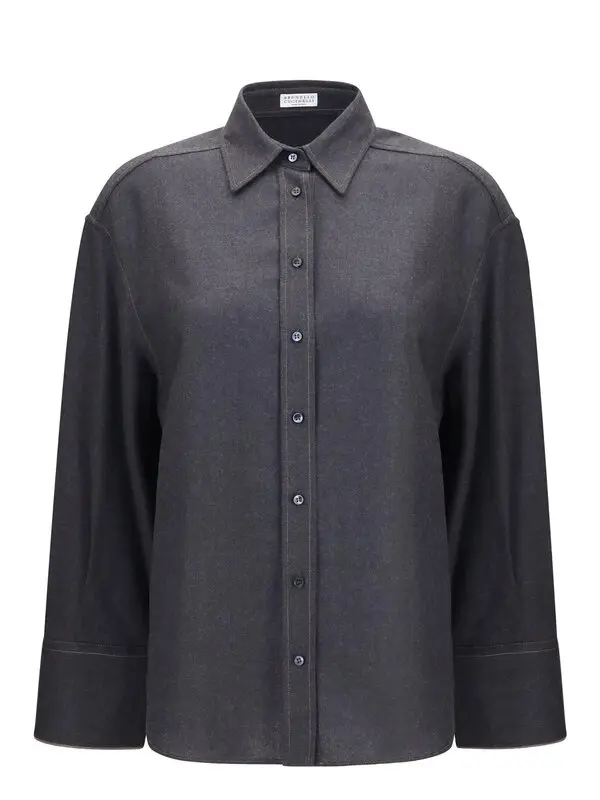 Brunello Cucinelli Virgin Wool Shirt - Gray