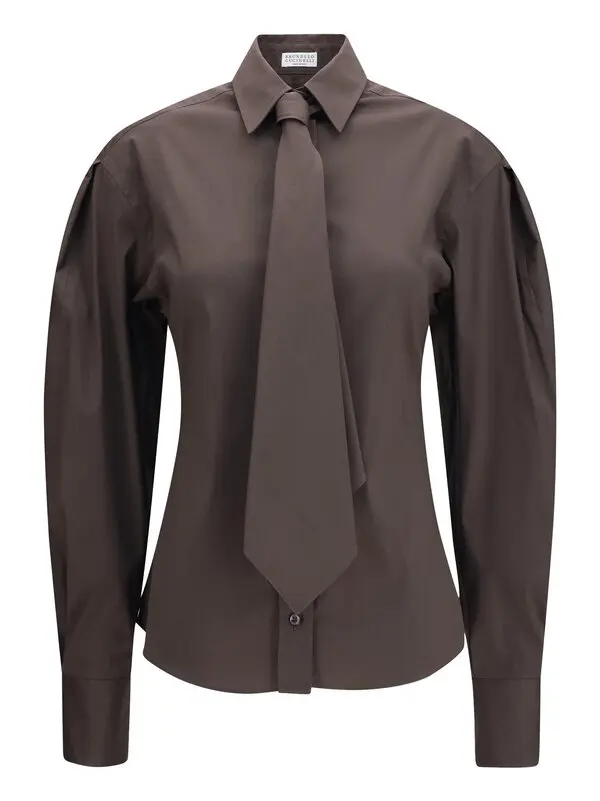 Brunello Cucinelli Stretch Cotton Shirt - Brown