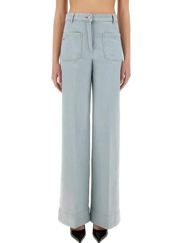 Victoria Beckham Alina Straight Wide Leg Jeans - Multicolor