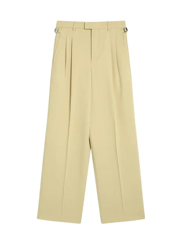 AMI Paris Wide Wool Trousers - Green