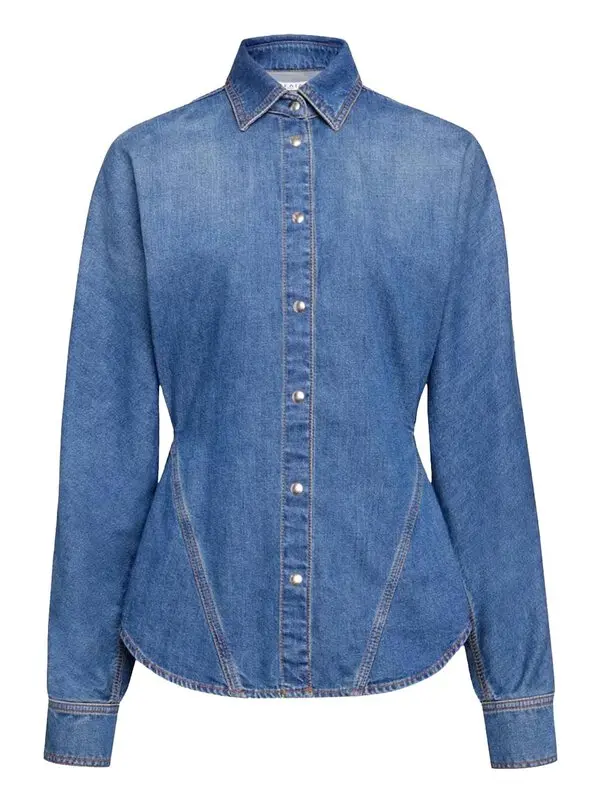 Alaïa Round Denim Shirt - Blue
