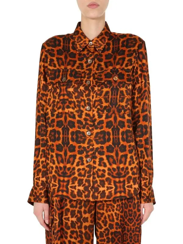 Dries Van Noten Caffy Animal Print Shirt - Red