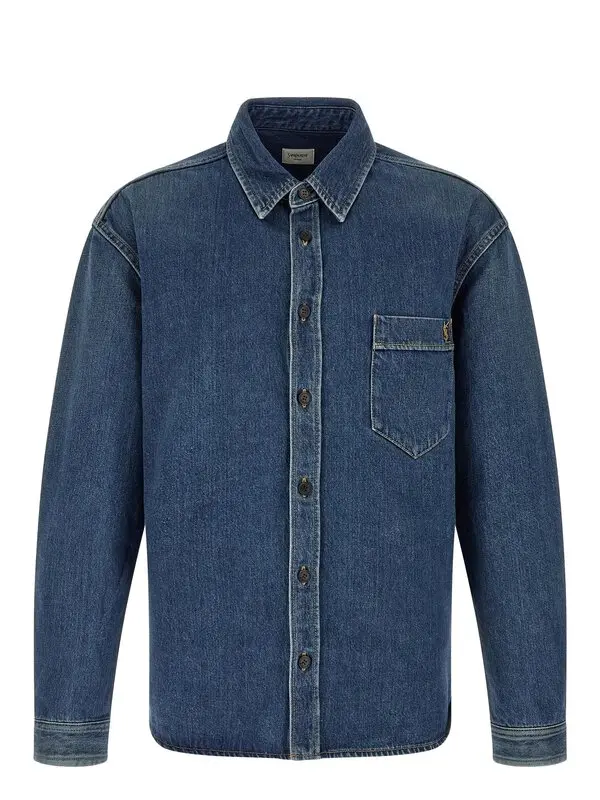 Saint Laurent Cassandre' Denim Shirt - Blue