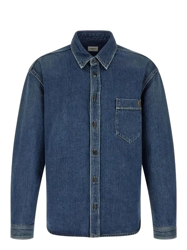 Saint Laurent Cassandre' Denim Shirt - Blue