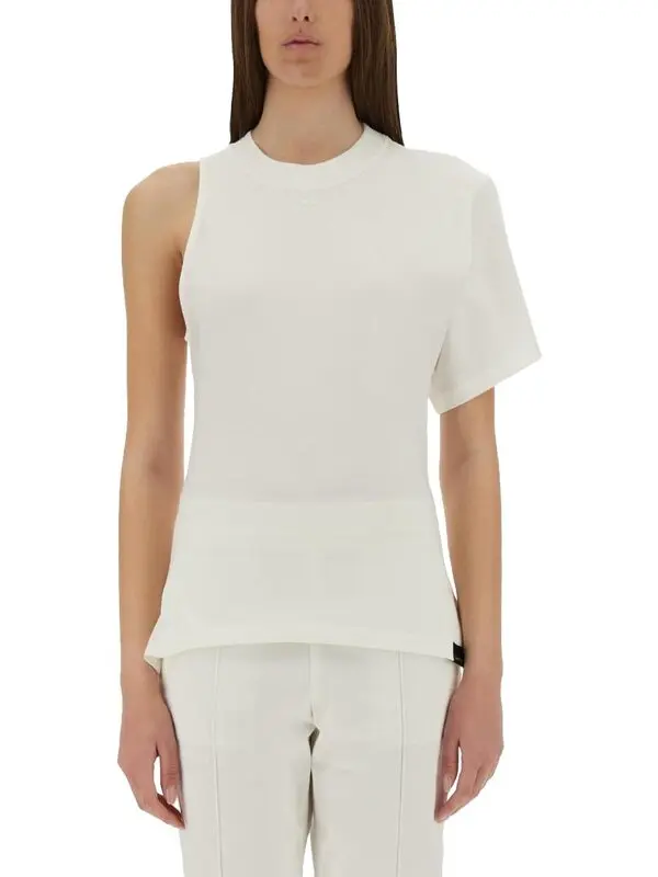 COURREGES One-shoulder Scuba T-shirt - White