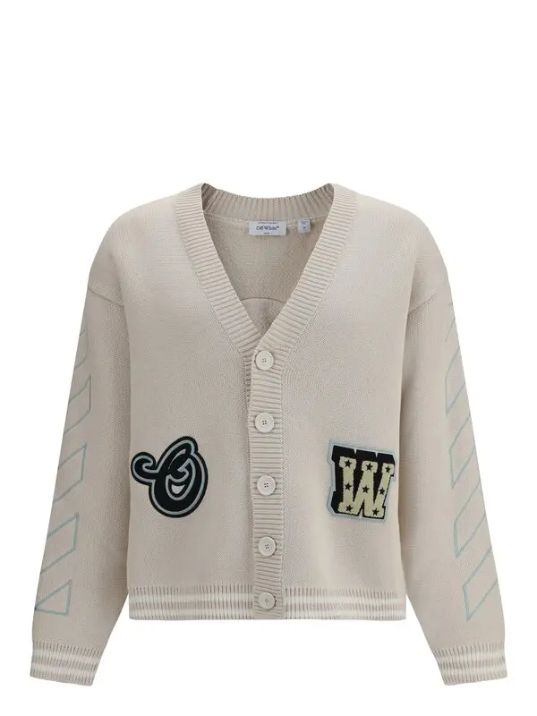 Off-White Star Logo Diagonal Varsity Cardigan - Cream
