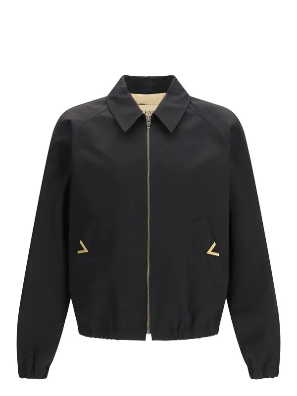 Valentino Garavani Collared Zip-up Jacket - Black